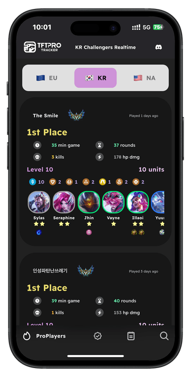 TFT Pro Players Tracker - Follow Top Teamfight Tactics Players